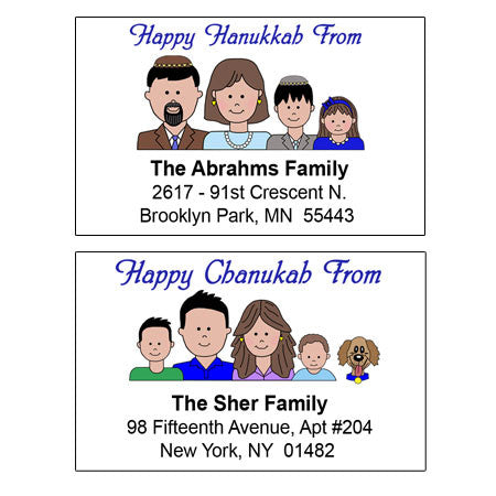 Cartoon Family Hanukkah Chanukah Return Address Labels – Mandys Moon ...