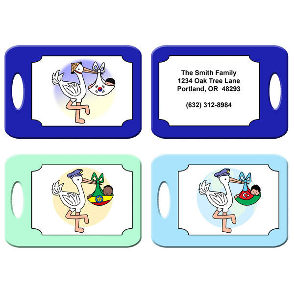 Adoption Stork Bag Tag – Mandys Moon Personalized Gifts