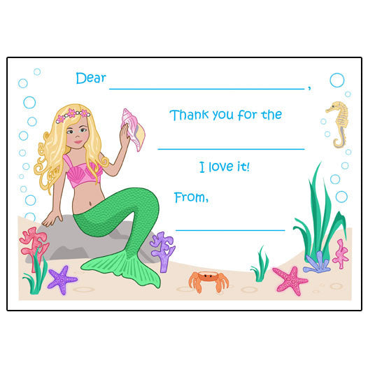 Mermaid Fill In the Blank Thank You Note Cards for Girls – Mandys Moon ...