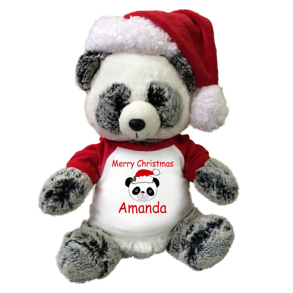 Personalized Christmas Panda Bear - 11" Ping Panda with Santa Hat ...